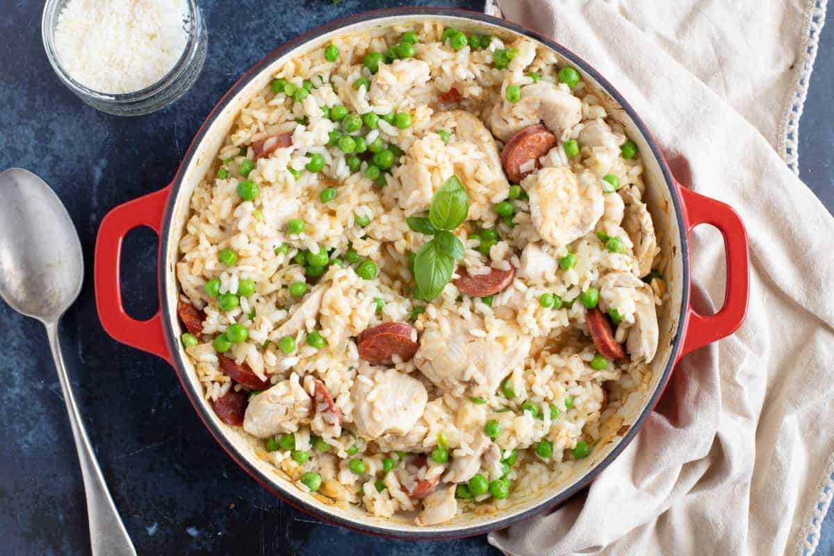 Easy Chicken and Chorizo Risotto (Oven-Baked) - Effortless Foodie