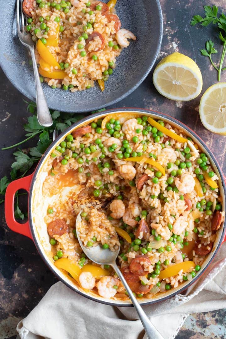 30 Minute Easy Prawn & Chorizo Paella Recipe - Effortless Foodie