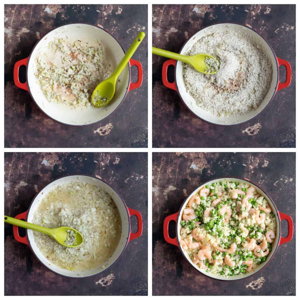 Easy Oven Baked Prawn Risotto with Peas - Effortless Foodie