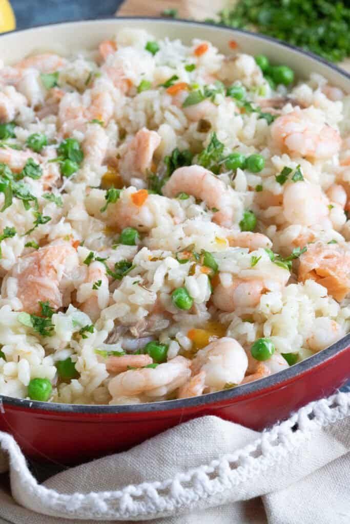 Hot Smoked Salmon & Prawn Risotto - Effortless Foodie