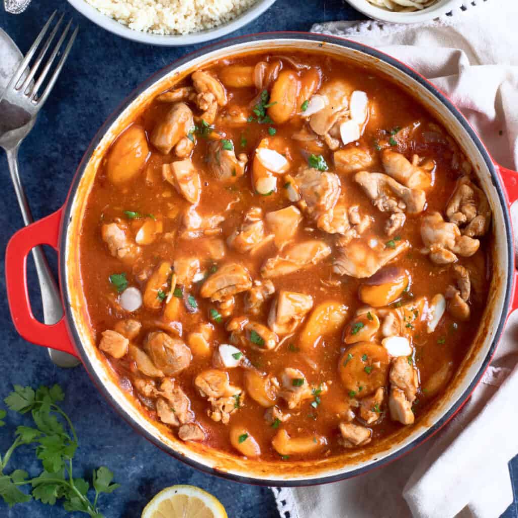 Easy Moroccan Chicken Tagine with Apricots Recipe - Effortless Foodie