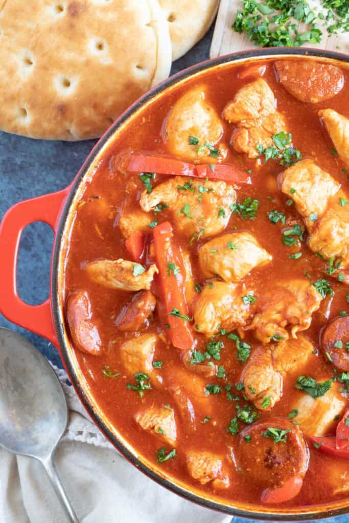 30 Minute Spanish Chicken and Chorizo Stew Recipe - Effortless Foodie