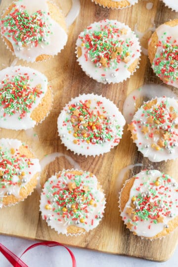 Easy Christmas Fairy Cakes with Sprinkles - Effortless Foodie