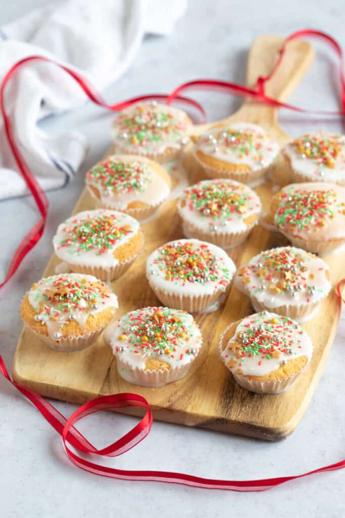 Easy Christmas Fairy Cakes with Sprinkles - Effortless Foodie